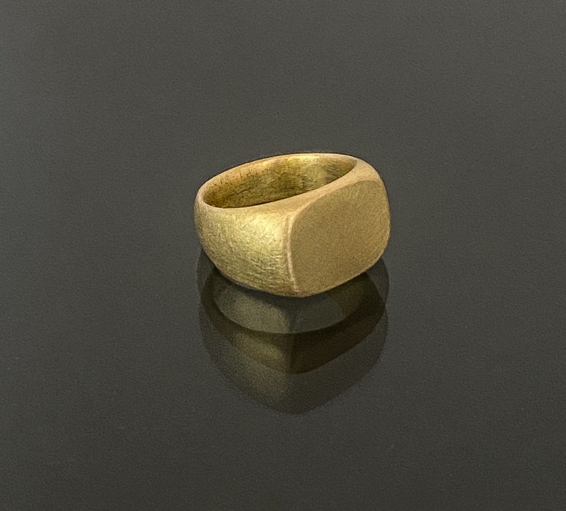 18k Solid Gold Signet Ring 18k Gold Square Statement Ring - Etsy