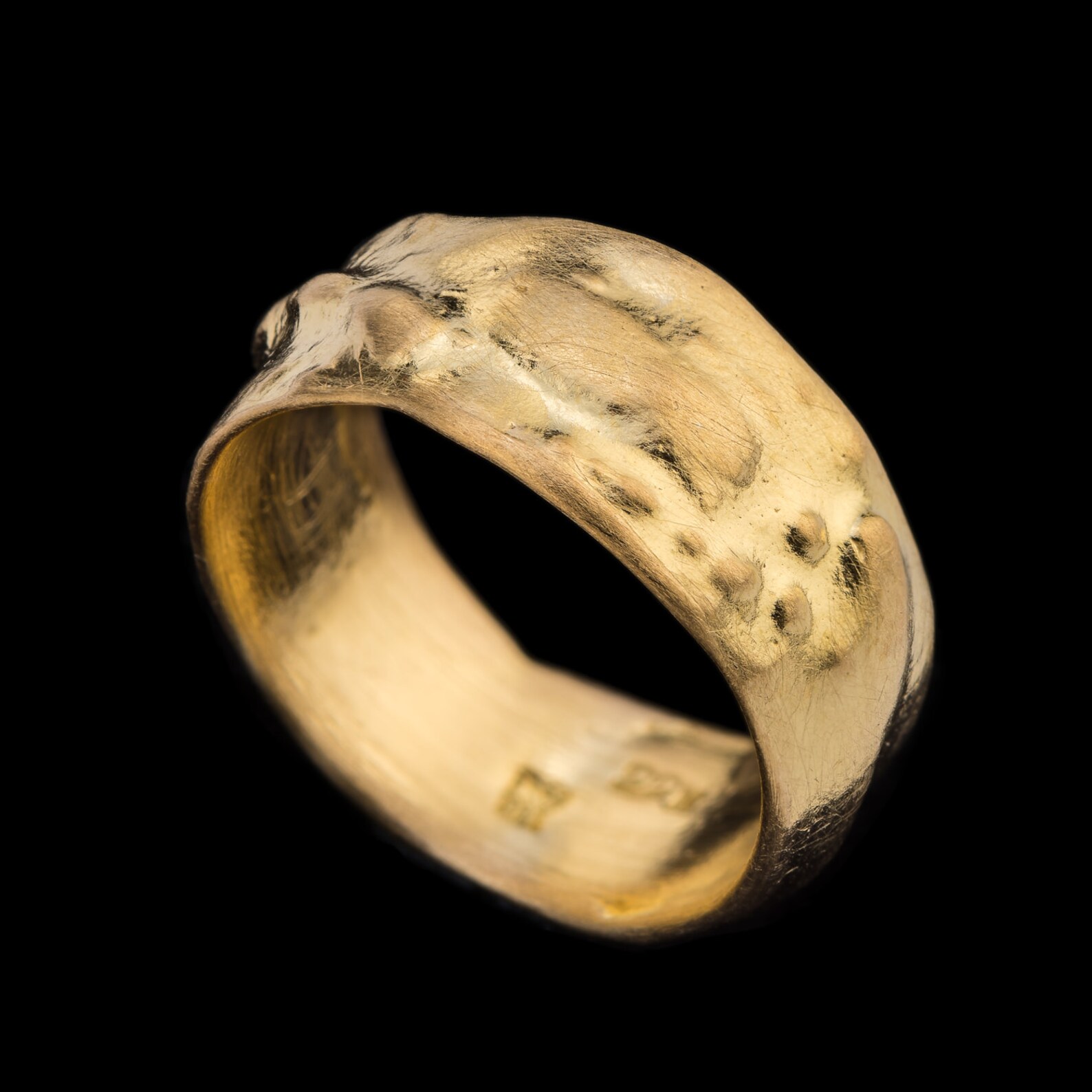 22K Solid Gold Pinky Ring, 22K Solid Gold Natural Shaped Ring, Wide ...