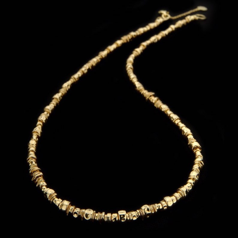 The Ultimate Basic Gold Necklace,4mm Handmade 18k Solid Gold Beads on ...