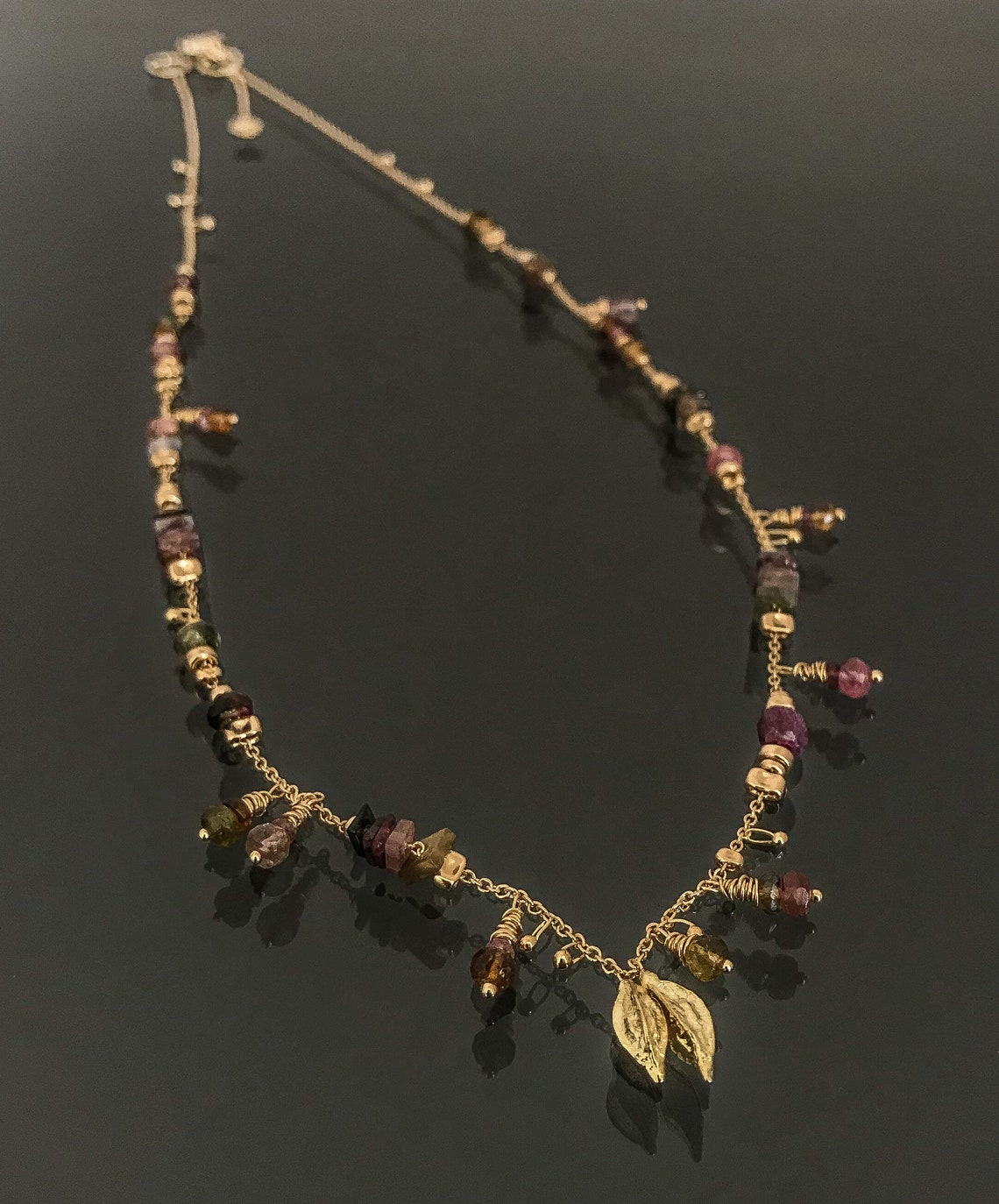 Multi Color Tourmaline Dancing With 18k Solid Gold Seed Pods & - Etsy