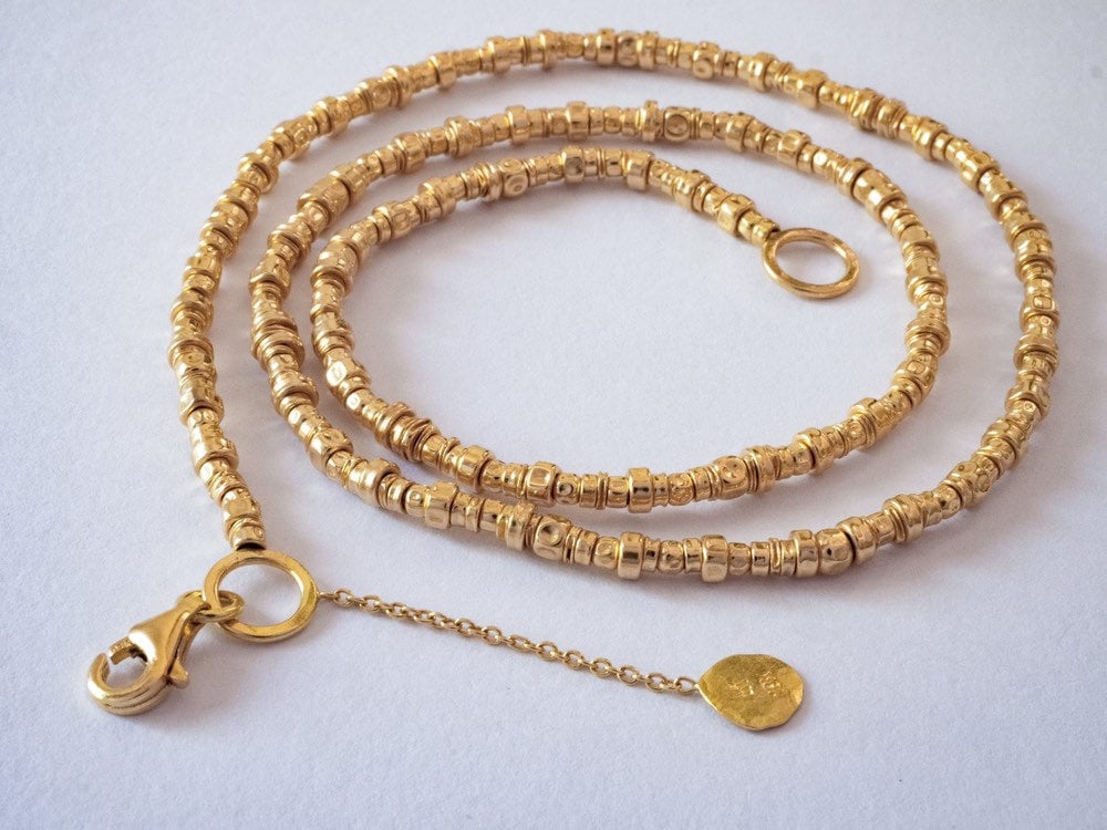 The Ultimate Basic Gold Necklace,3mm Handmade 18k Solid Gold Beads on ...