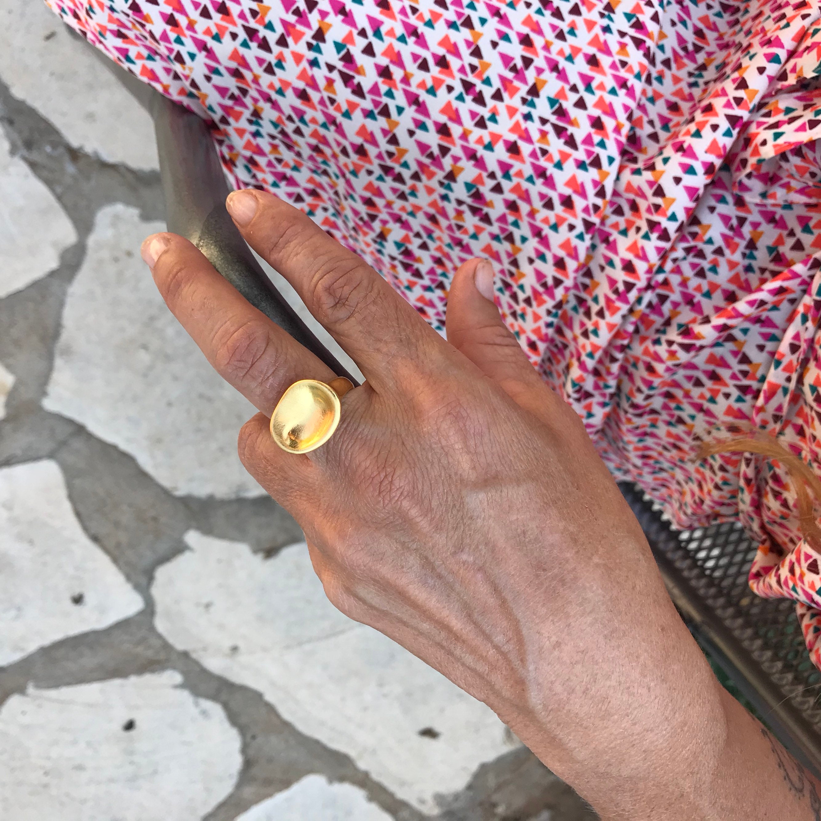 Unique Gold Statement Ring, Natural Curved 18k Solid Gold Ring, Fine ...