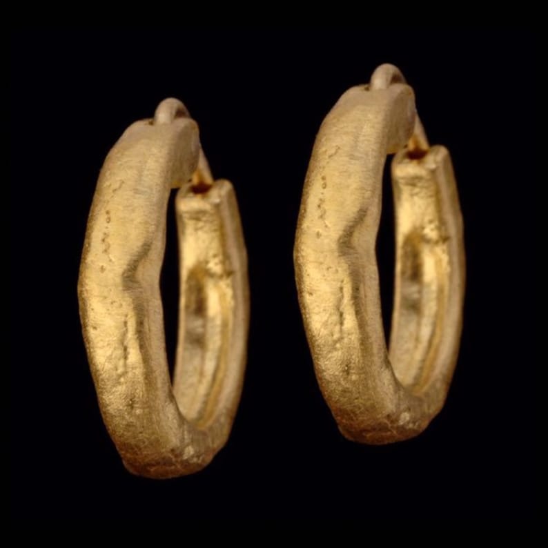 Natural Rough Looking 22k Solid Gold Click-in Gipsy Earrings, Gold ...