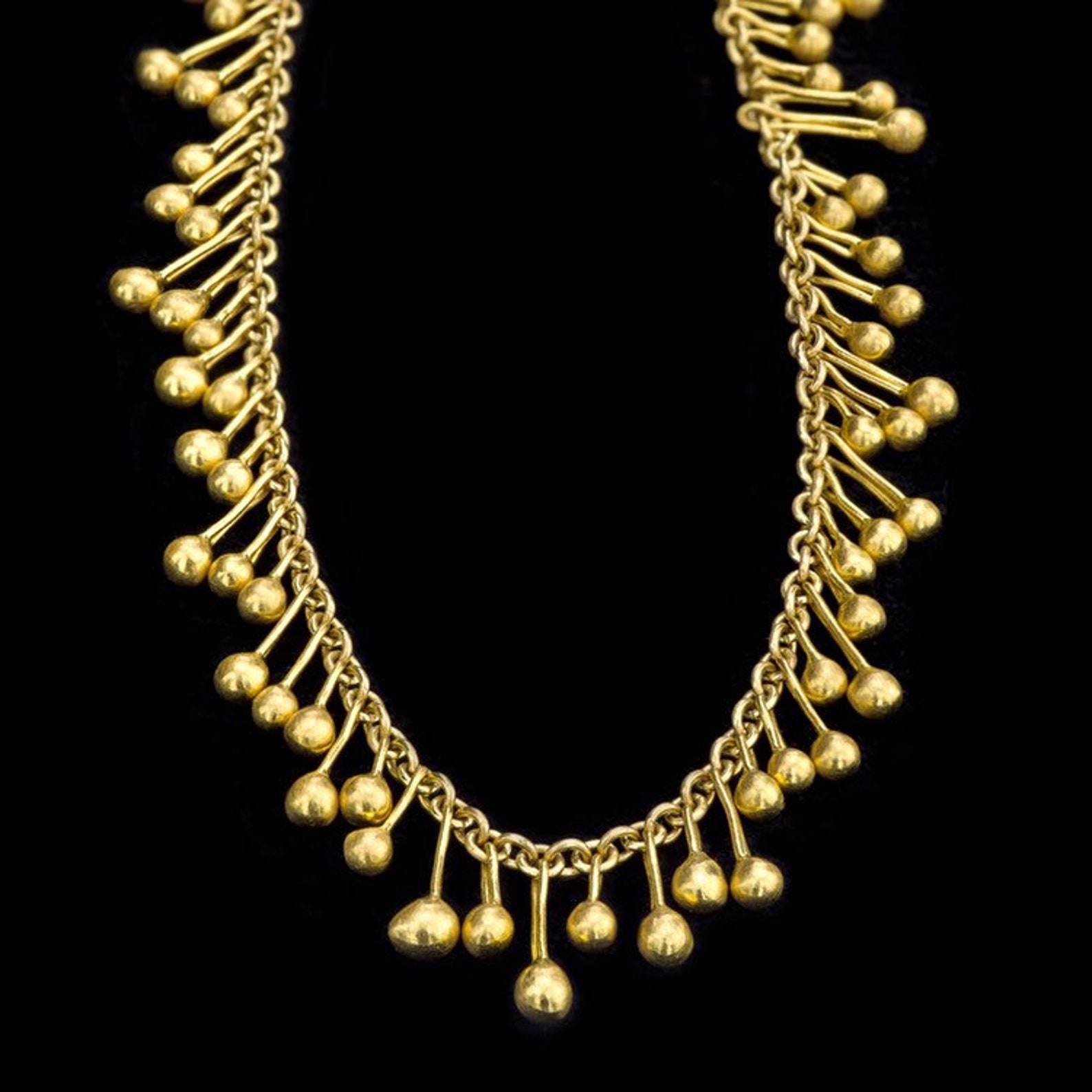 Dancing 22k Solid Gold Drops on 18k Chain Necklace, Delicate & Uniqe ...