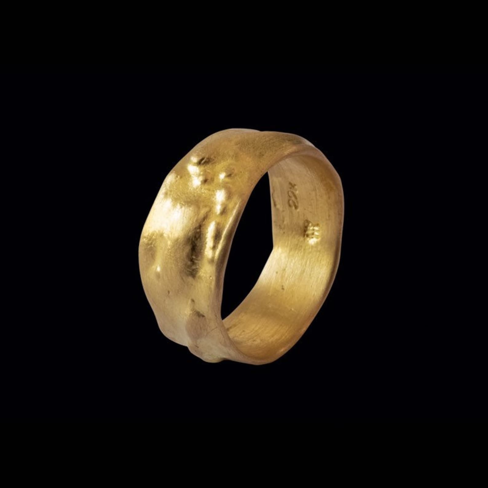 22K Solid Gold Pinky Ring, 22K Solid Gold Natural Shaped Ring, Wide ...