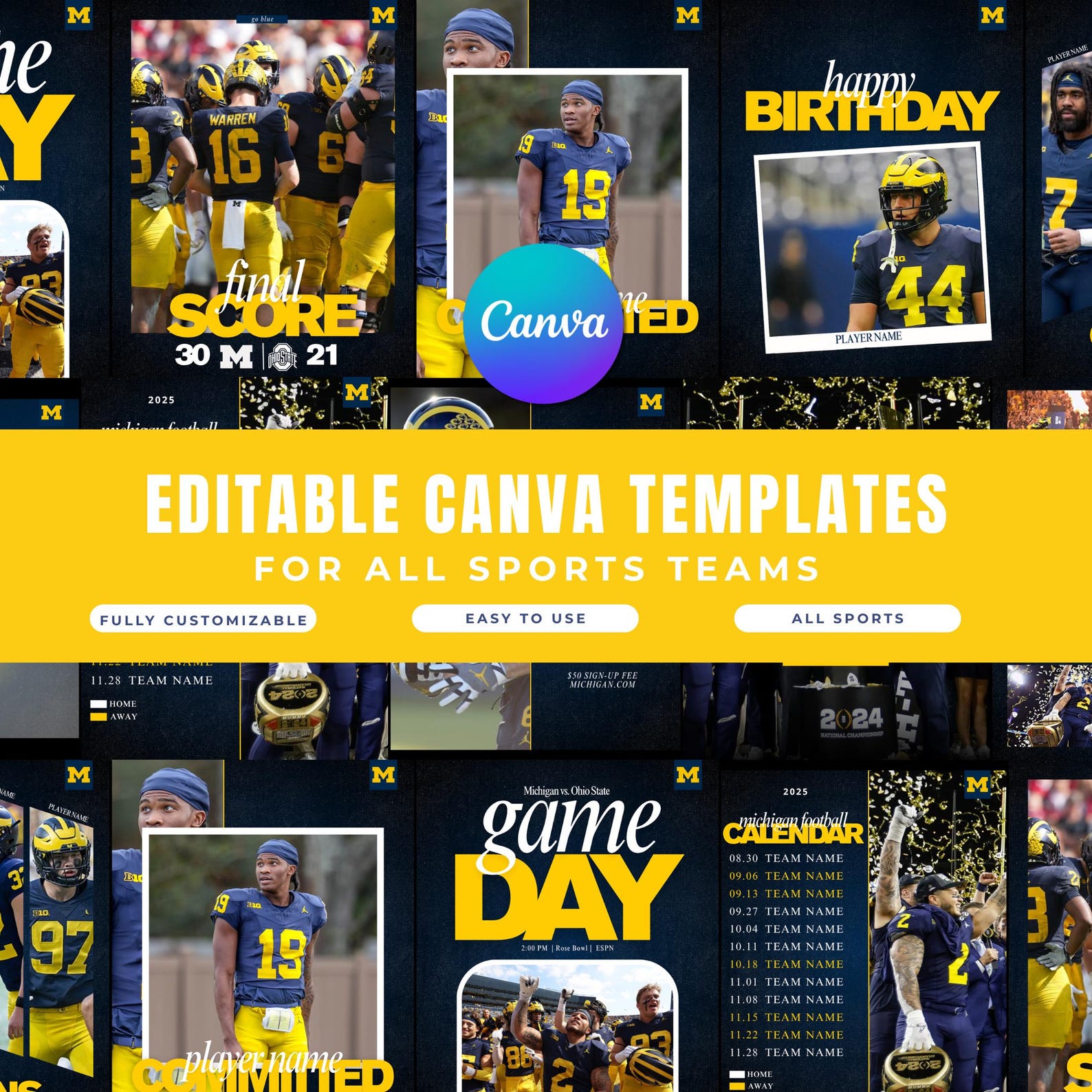Editable Sports Social Media Canva Template – Game Day, Scores ...