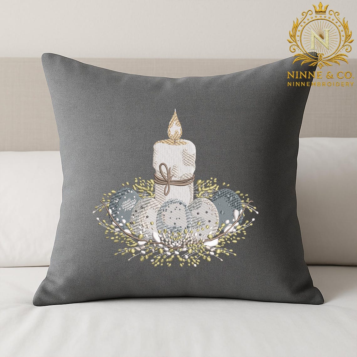 Vintage Easter Candle Embroidery Design, Easter Eggs With Candle ...