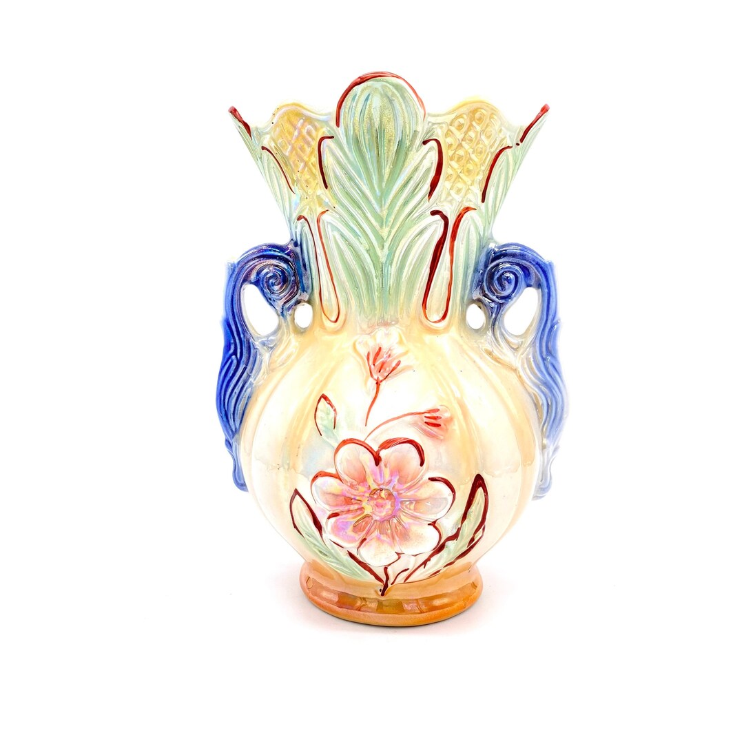Vintage - Made in Brazil - Hand Painted Ceramic Vase With Double ...