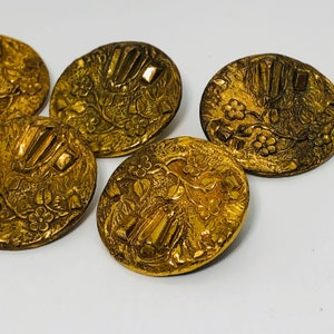 Set of 5 Vintage Goldtone Brass NON MAGNETIC Floral Stamped Victorian ...