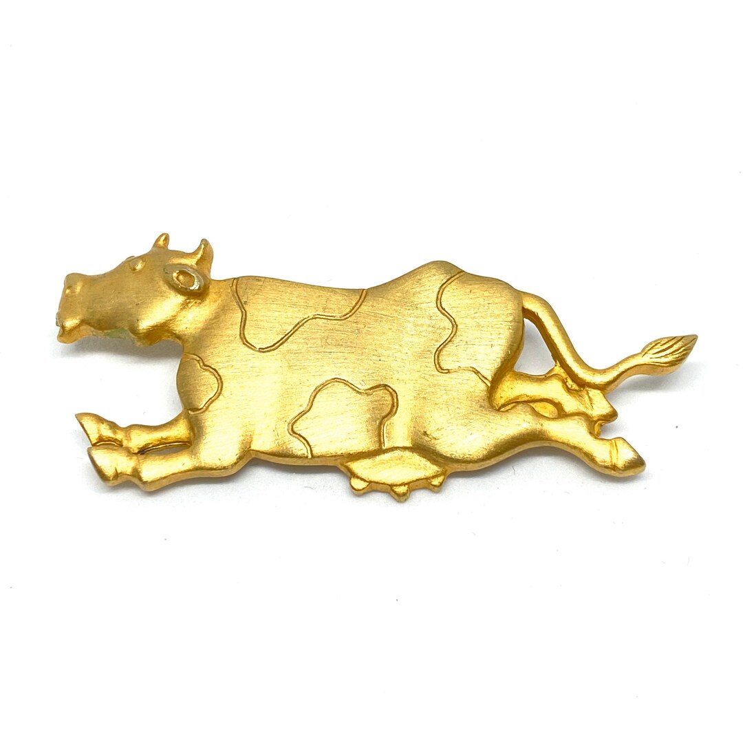 Vintage - Gold Tone - Copyright JJ 1988 Limited Edition - Cow Jumping ...