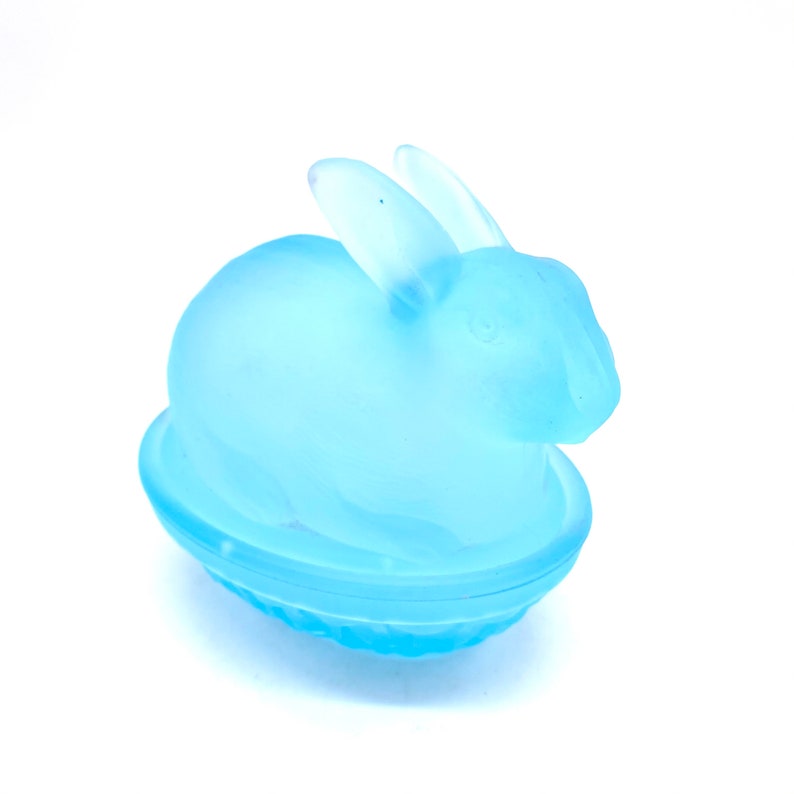 Vingage L.E. Smith Frosted Blue Glass Rabbit / Bunny on | Etsy