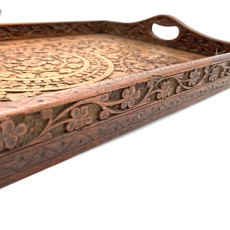 Antique Victorian Indian Mahogany Tea Tray Hand Carved - Etsy