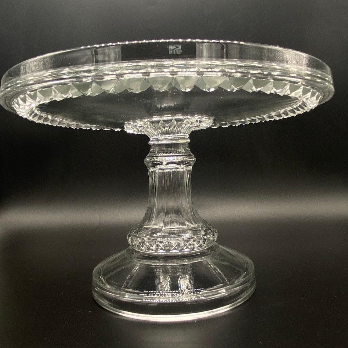 Vintage EAPG Clear Glass Pedestal Cake Stand in the Aetna - Etsy