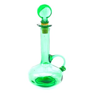 Vintage Green Glass Small Decanter With Stopper - Made in Taiwan - Etsy