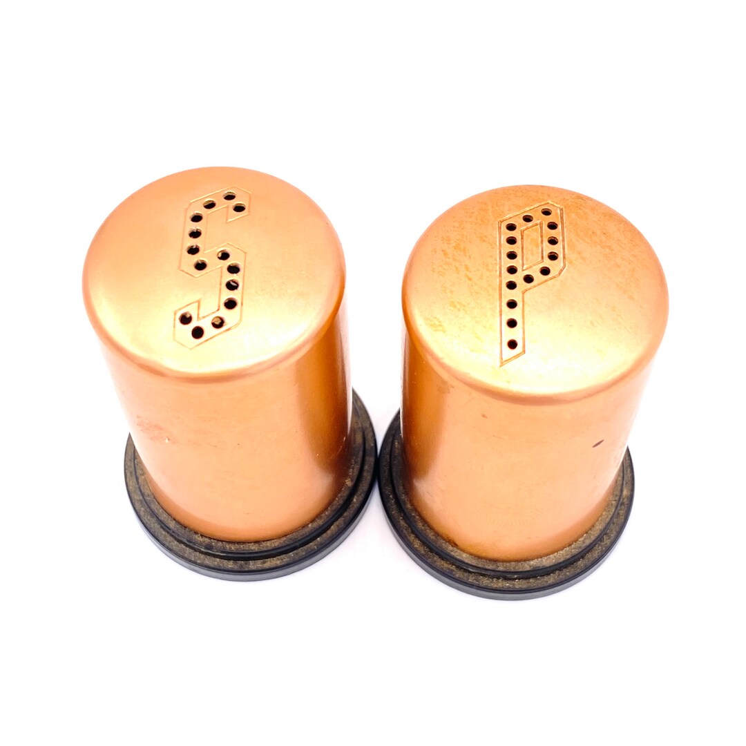 Vintage - Made in USA - MCM Stylized Copper - Salt Pepper Shakers ...
