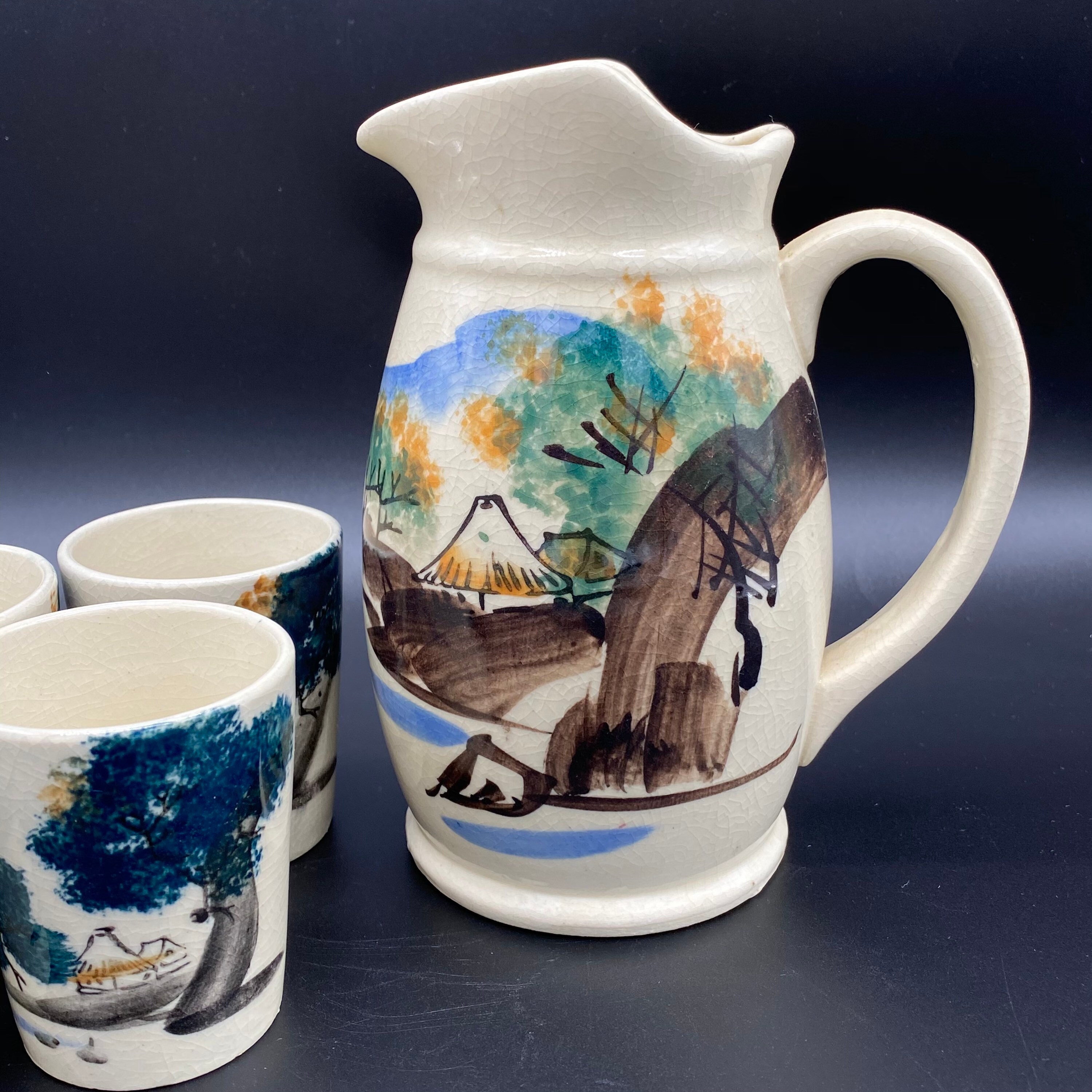 Vintage Made in Japan Pitcher and 4 Cups Set Hand | Etsy
