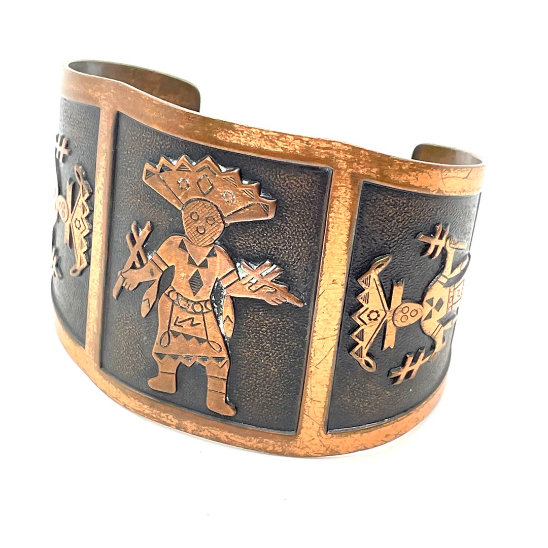 Vintage - Copper Kachina Dancer - Wide Cuff - WM Wheeler Co Cuff ...