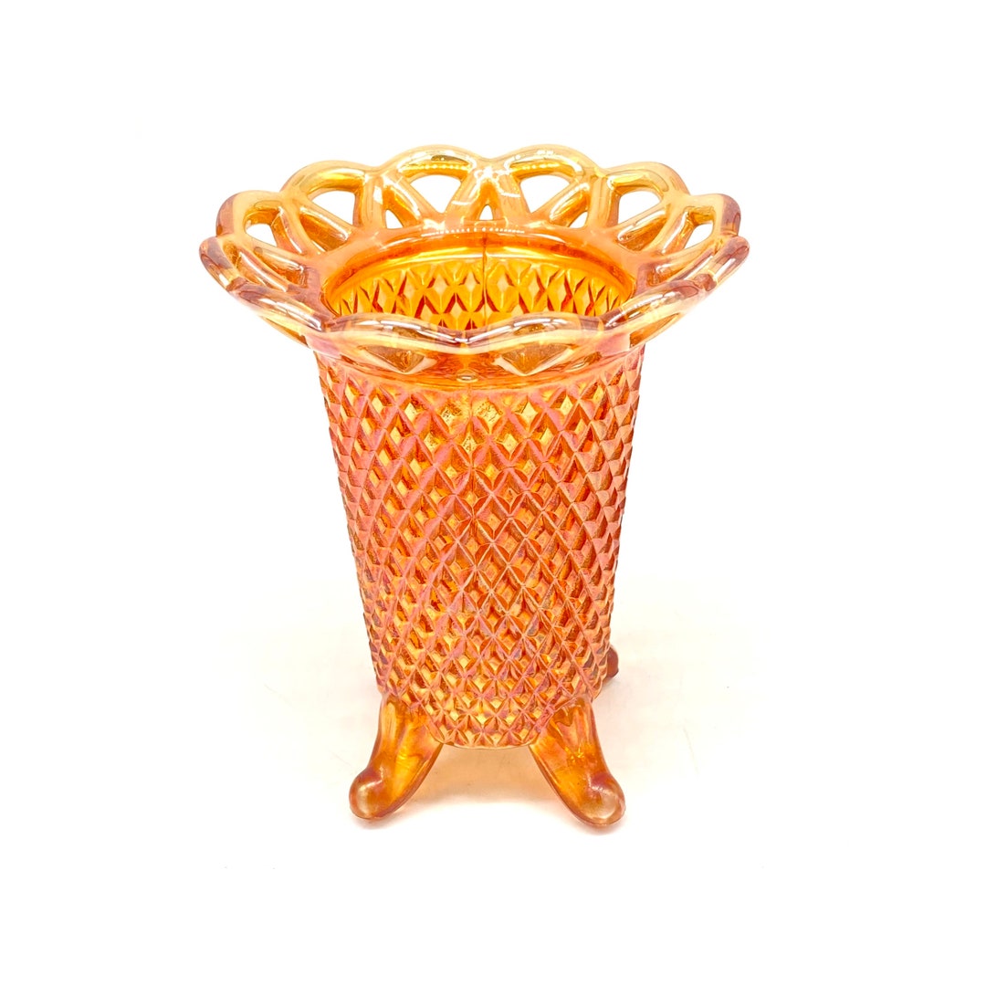Vintage - Imperial Glass - Carnival Glass / Open Lace Edge Vase With ...