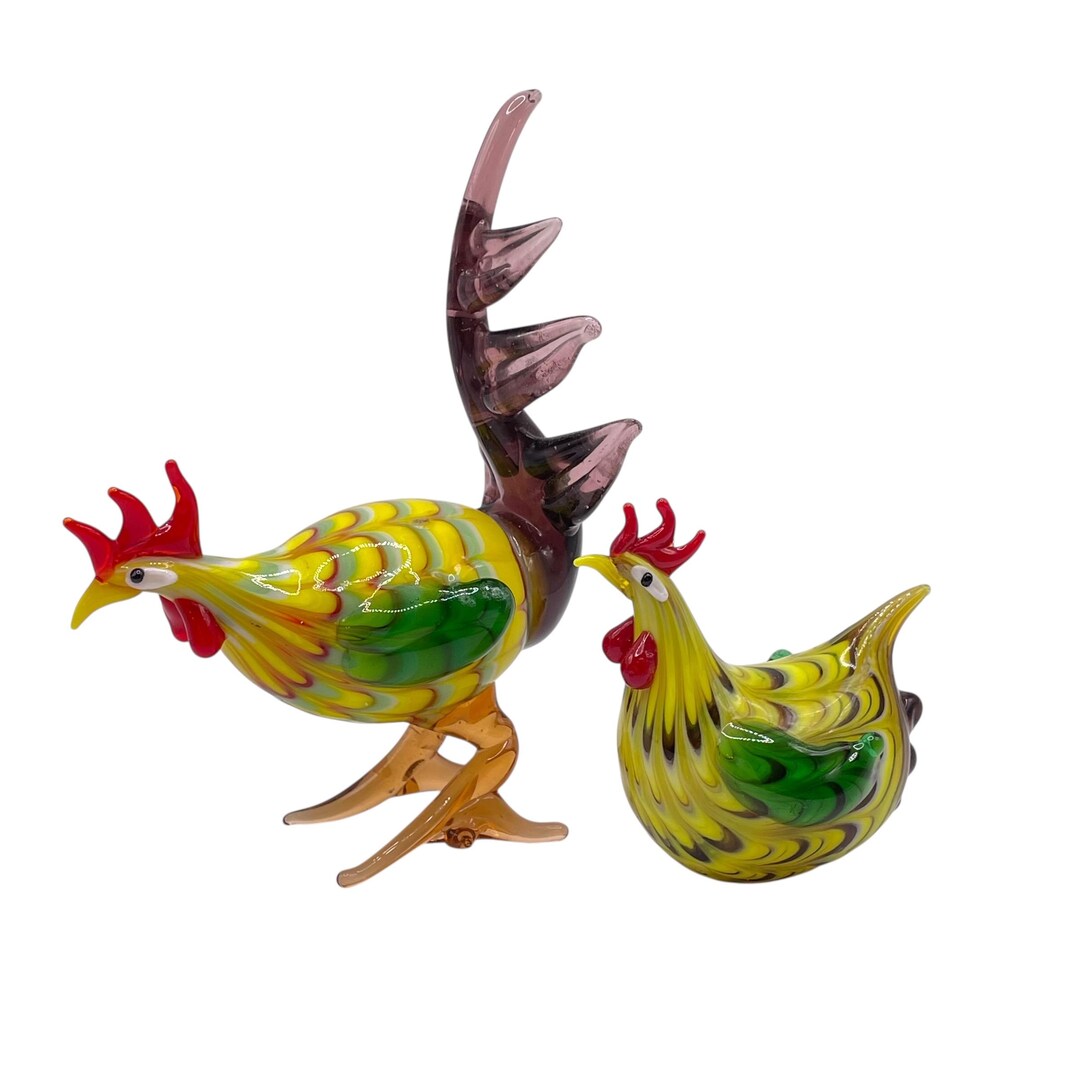 Vintage - Lenox Barnyard Brilliance -art Glass - Lamp Work - Chickens ...