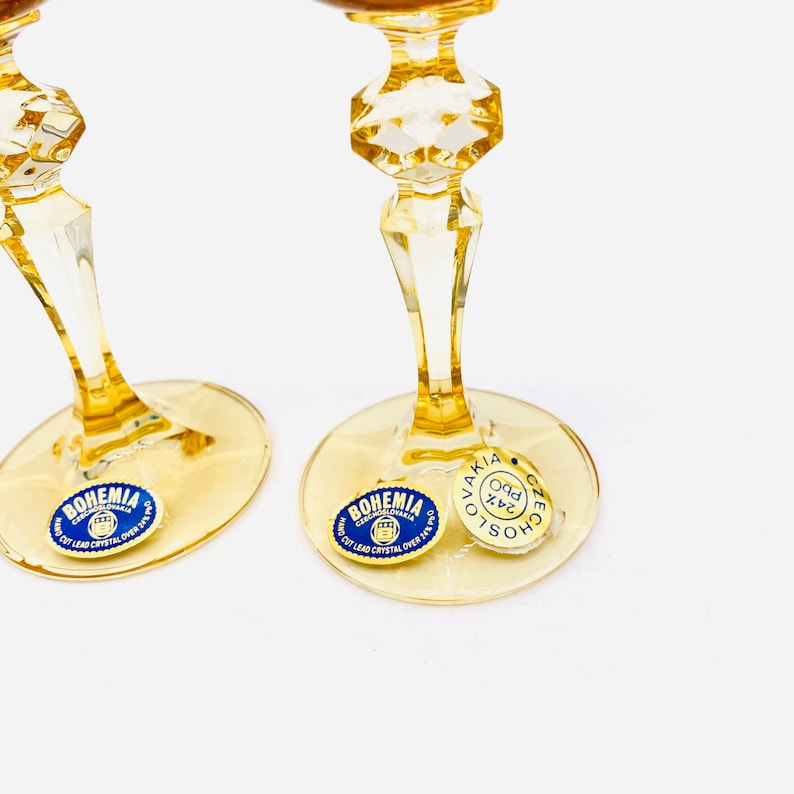 Vintage Chec Bohemian Glass Cut to Clear Goblets - Etsy