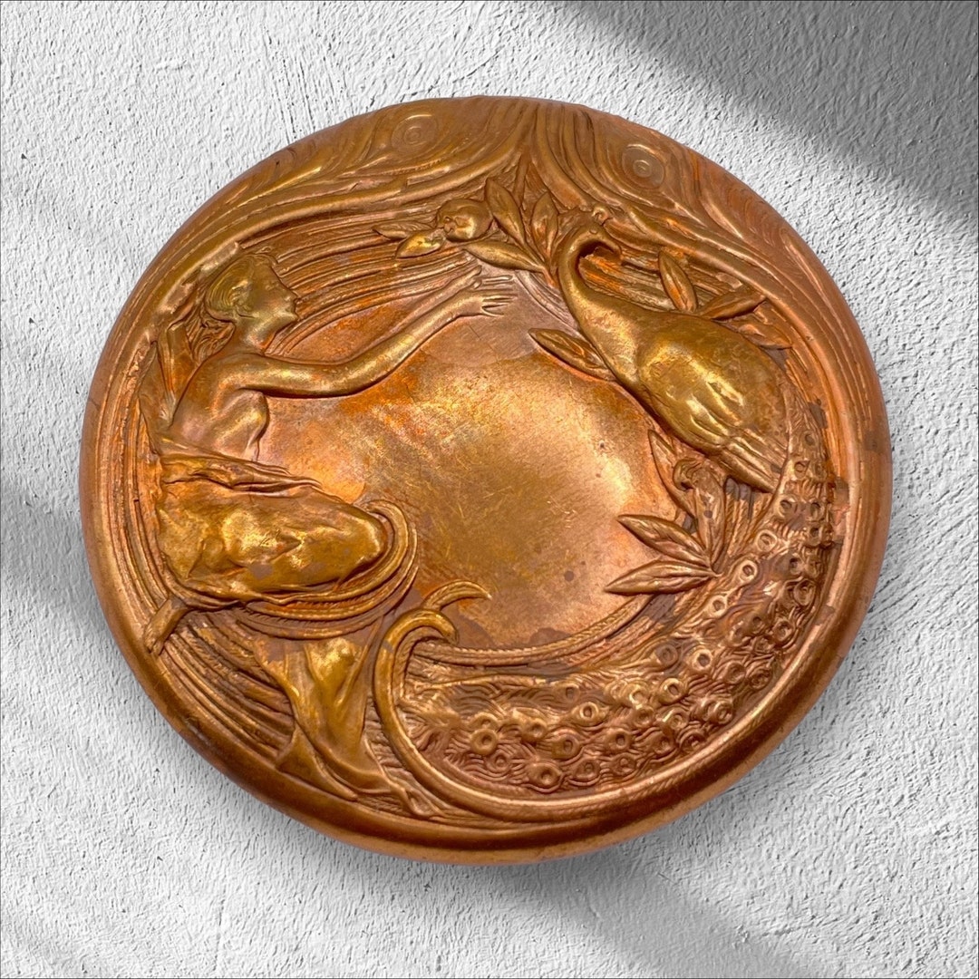 Vintage - (1) Brass 3 Dimensional - Madalion - Filigree Mucha Art ...