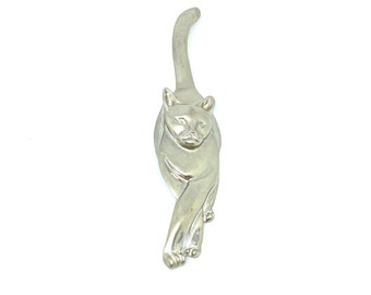 Vintage Pewter Silver Tone Metal Cat Pin Brooch | Etsy