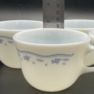 Vintage - Pyrex "morning Blue" - Floral Milk Glass Coffee / Tea Mugs ...