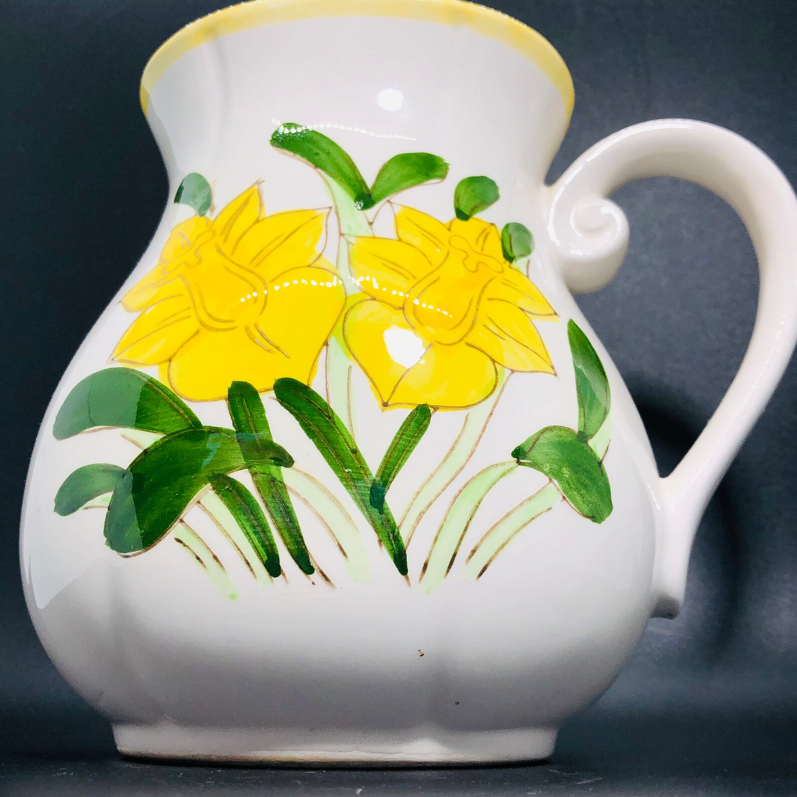Vintage Ceramic Pitcher Yellow Flowers Giftwares Co - Etsy