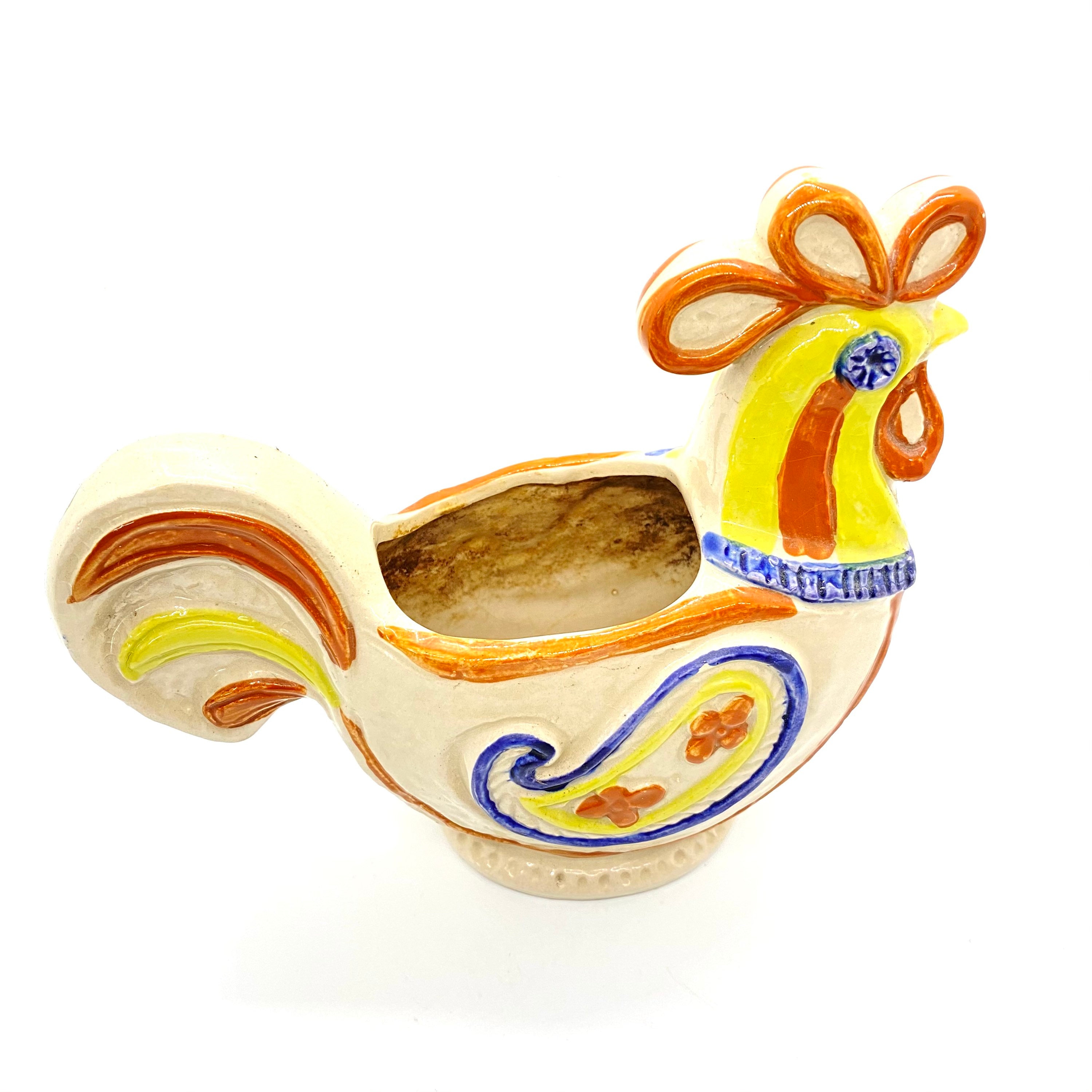 Vintage Hand Painted Ceramic Folk Art Rooster Planter | Etsy