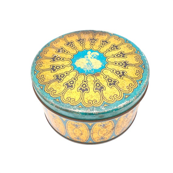 Antique / Vintage Victorian Style Metal Tin Box Yellow / - Etsy