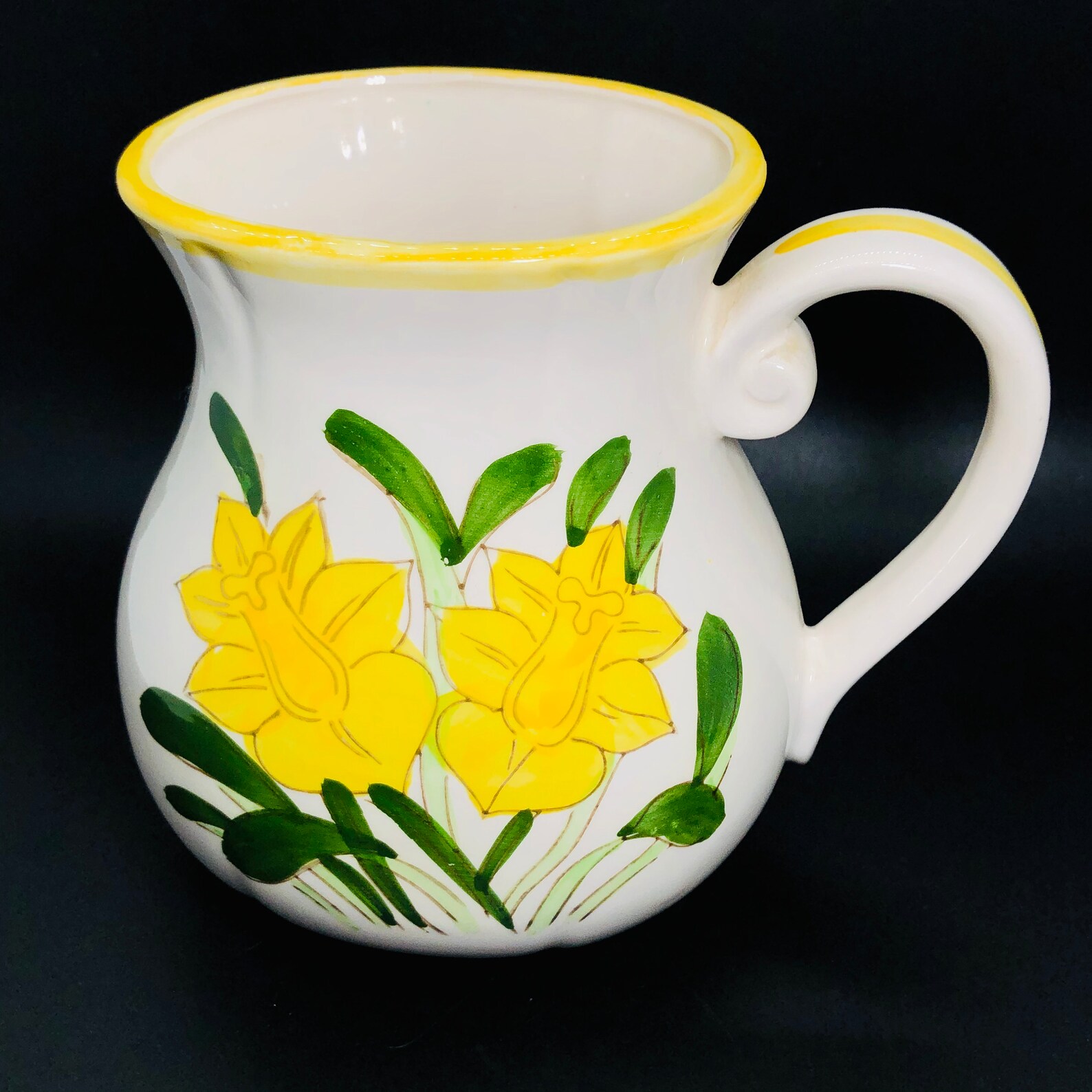 Vintage Ceramic Pitcher Yellow Flowers Giftwares Co - Etsy