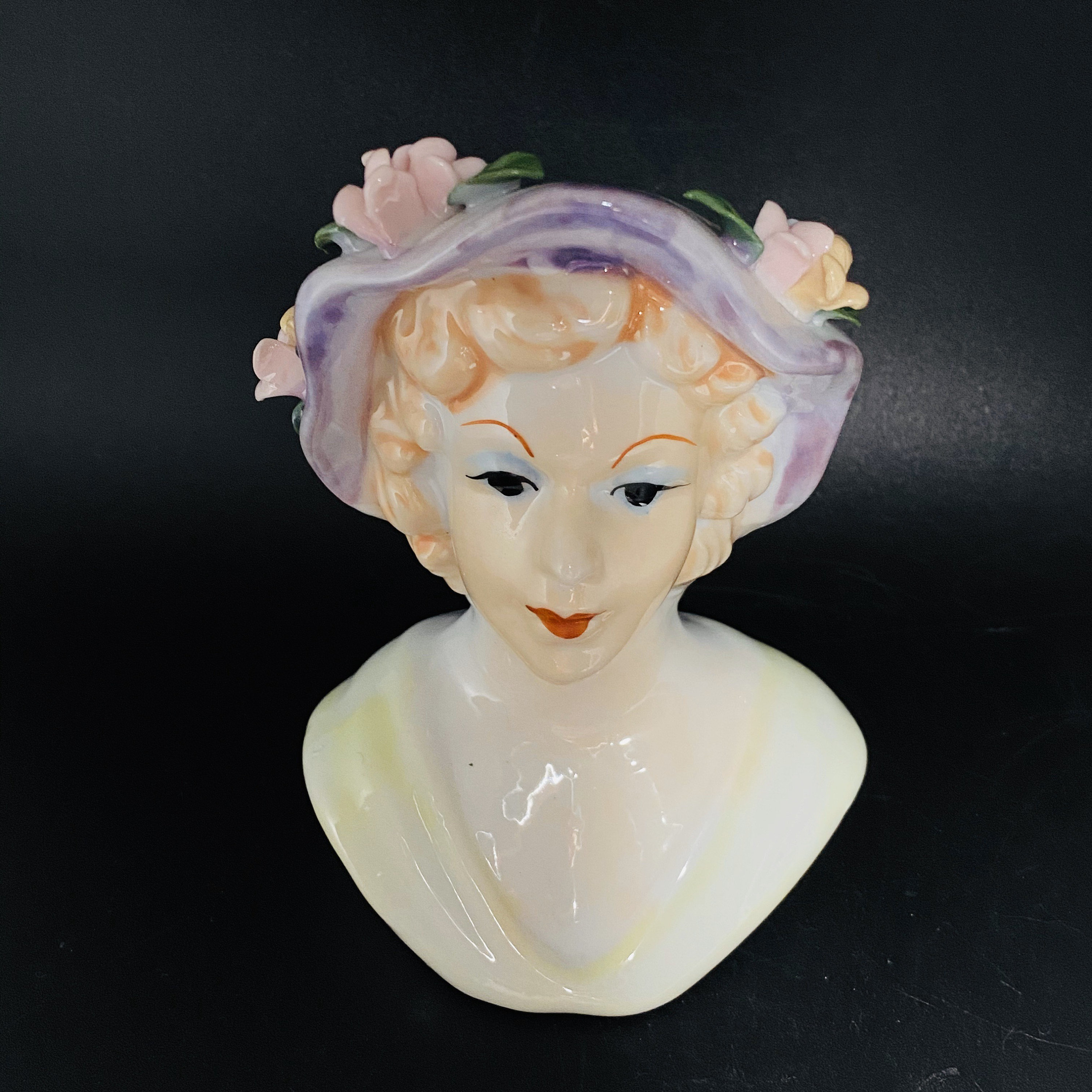 Vintage Ceramic Hand Painted Lady Head / Bust Planter | Etsy