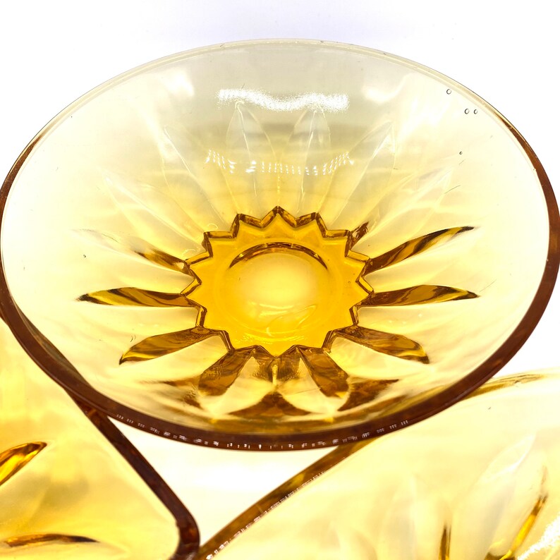 Vintage Pressed Glass Amber Sunburst Pattern Set of 3 - Etsy