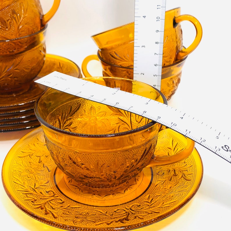 Vintage Indiana Glass Company Tiara Set of 6 Amber | Etsy