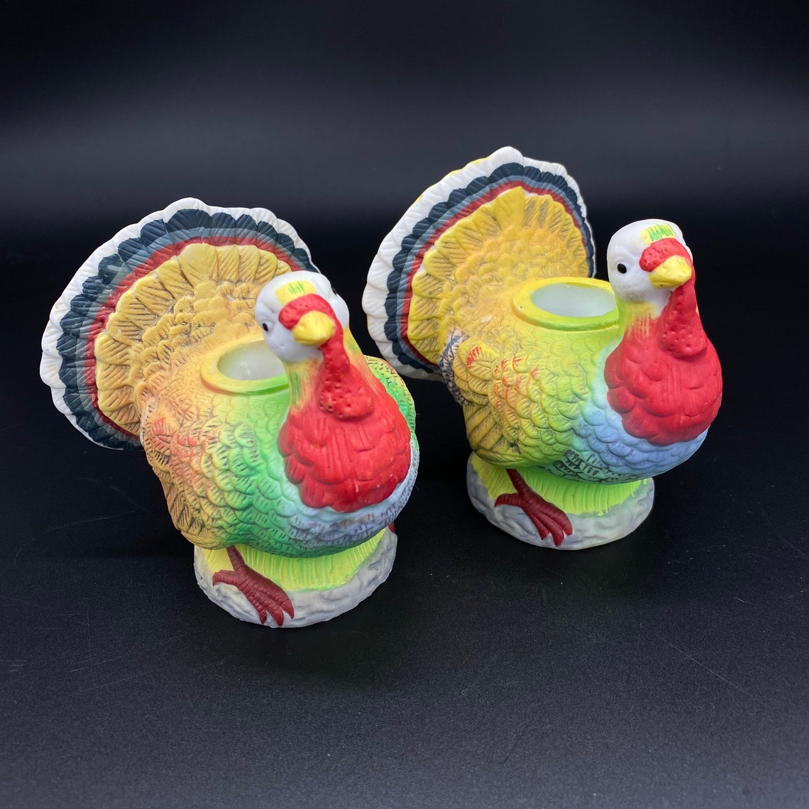 Vintage Ceramic Thanksgiving Harvest Turkey Pair of - Etsy