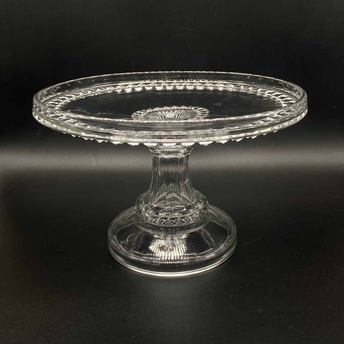Vintage EAPG Clear Glass Pedestal Cake Stand in the Aetna - Etsy