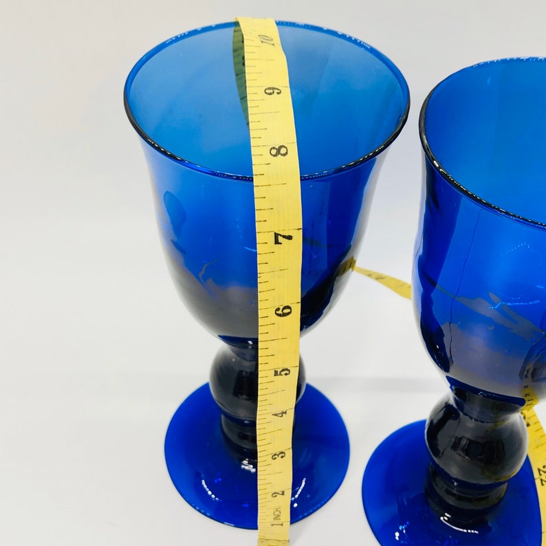 Vintage Handblown Glass Cobalt Blue Goblets Set of 2 Solid - Etsy