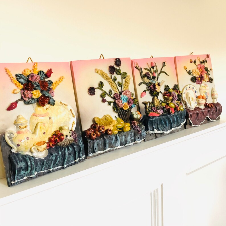 Plaster / Chalkware Wall Hanging Tile / Plaque Bas-reliefs - Etsy