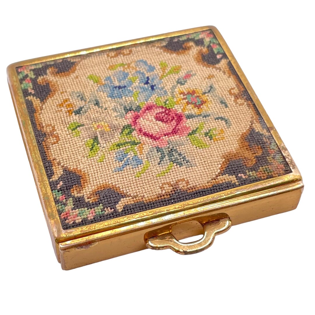 RARE - Vintage - Brass Square Powder Compact With Mirror - Schildkraut ...
