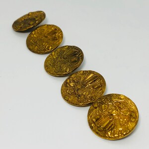 Set of 5 Vintage Goldtone Brass NON MAGNETIC Floral Stamped Victorian ...