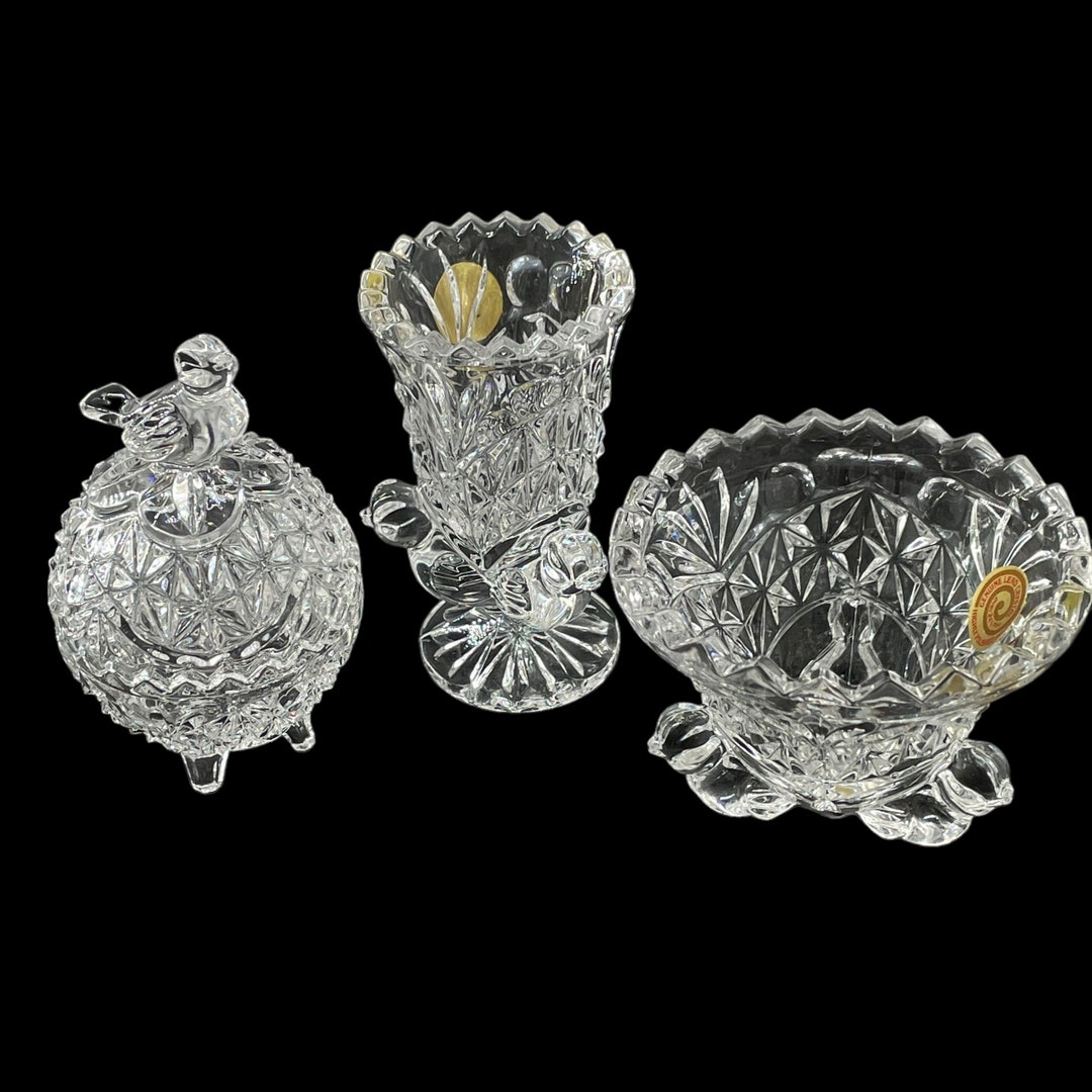 Vintage - Group of 3 Unique Lead Crystal Pieces - Sawtooth Edge ...