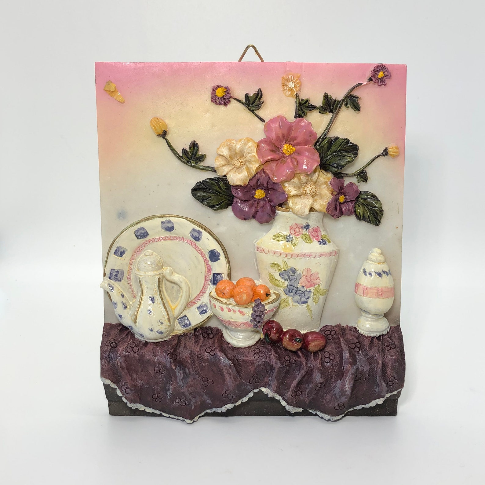 Plaster / Chalkware Wall Hanging Tile / Plaque - Bas-reliefs - 3 ...