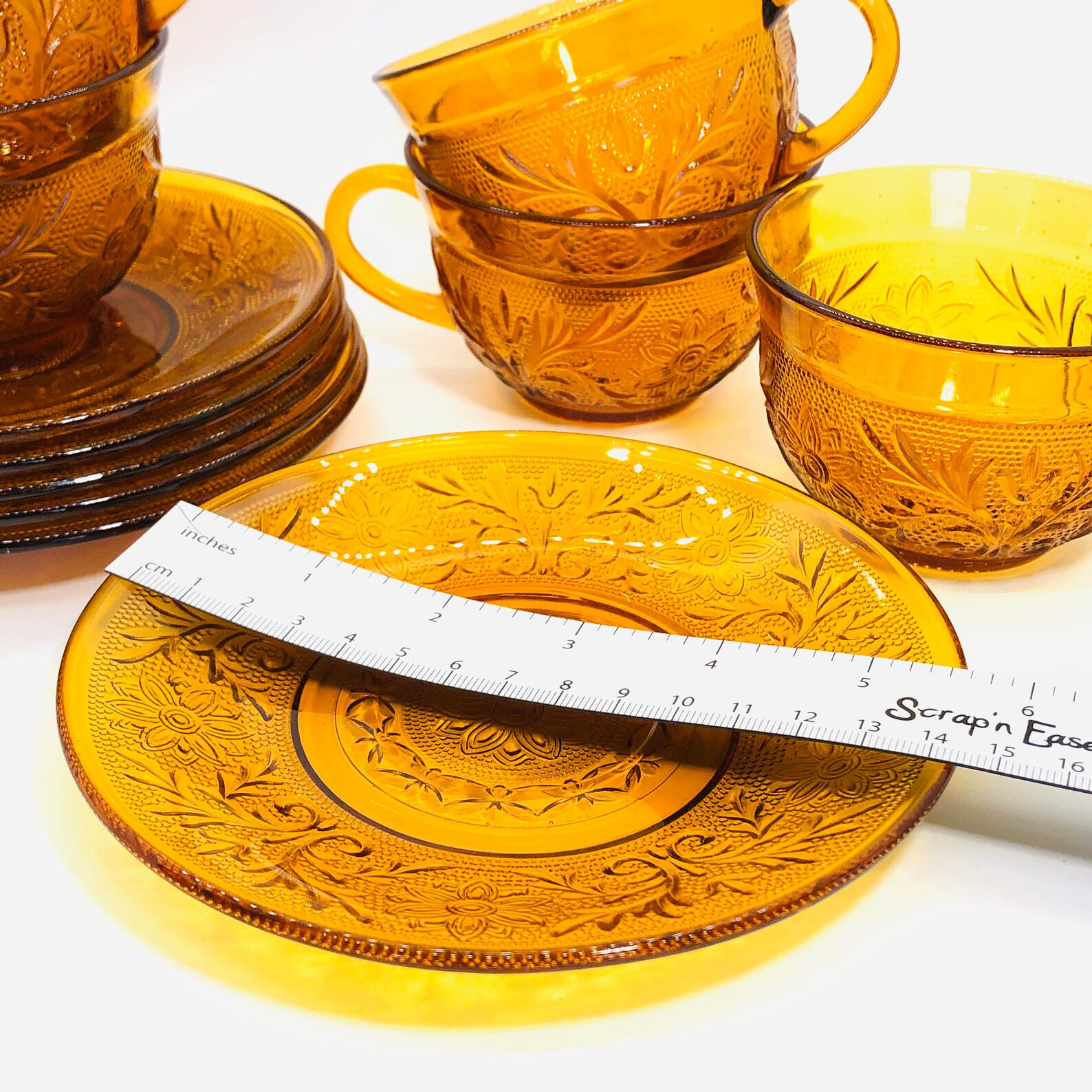 Vintage Indiana Glass Company Tiara Set of 6 Amber | Etsy