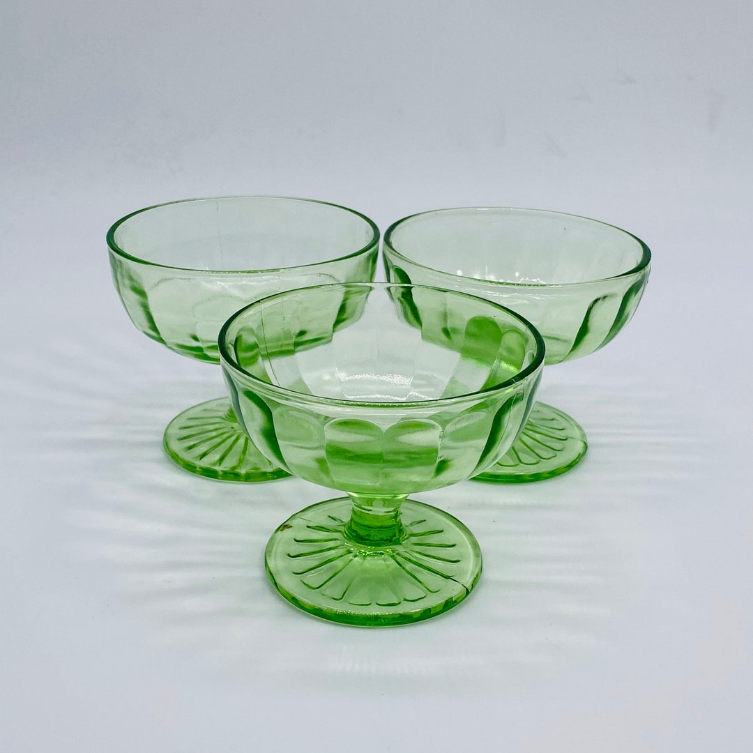 Vintage Set of 3 Hazel-atlas Glass Company Ribbon Green Depression ...