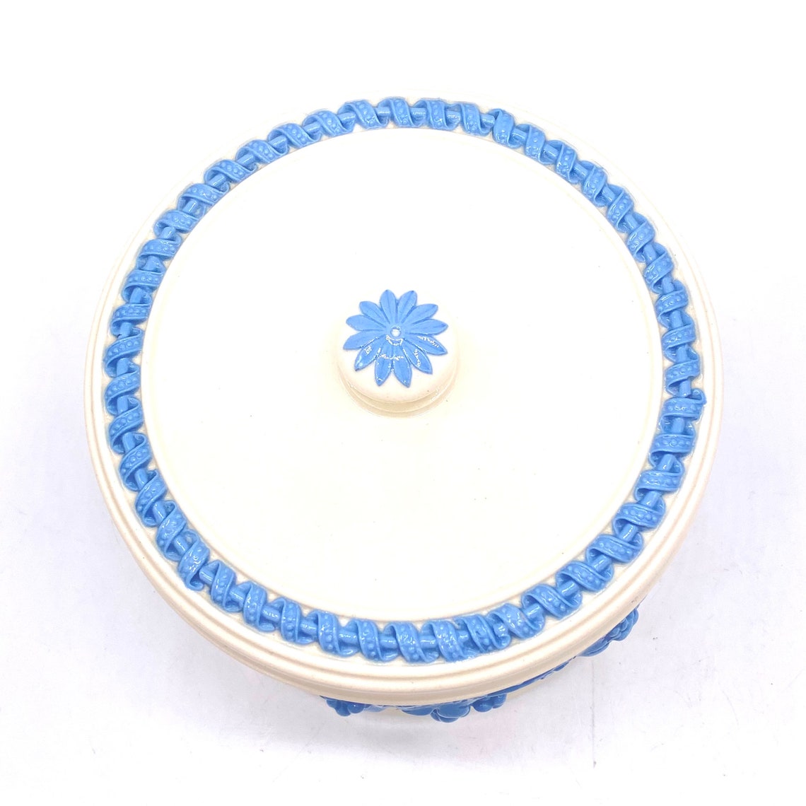 Round Box With Lid Light Blue on Cream Color by Wedgwood - Etsy