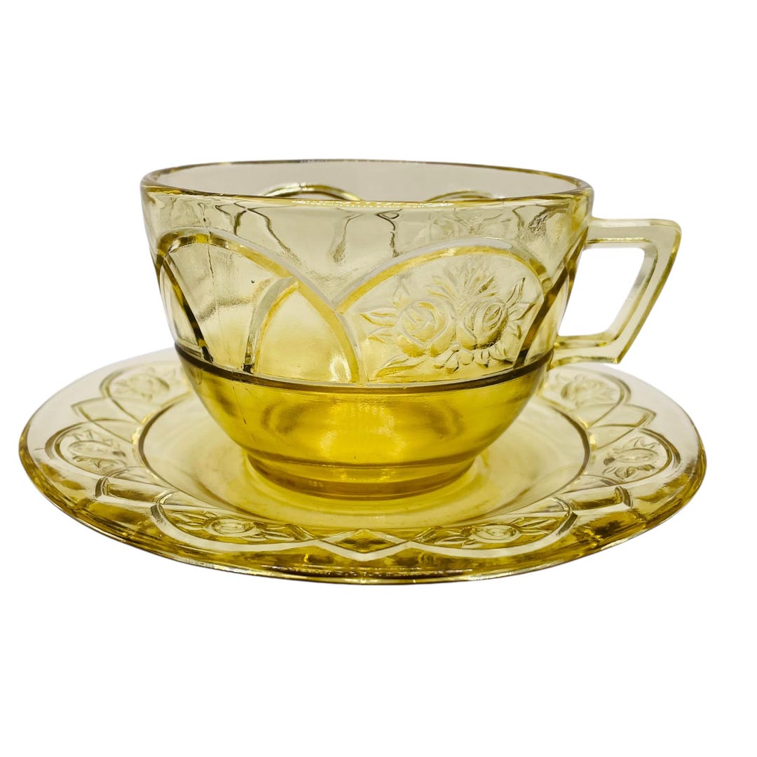 Vintage - 1930’s - Yellow Depression Glass - Federal Glass - Rosemary ...