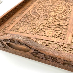 Antique - Victorian - Indian Mahogany Tea Tray - Hand Carved ...