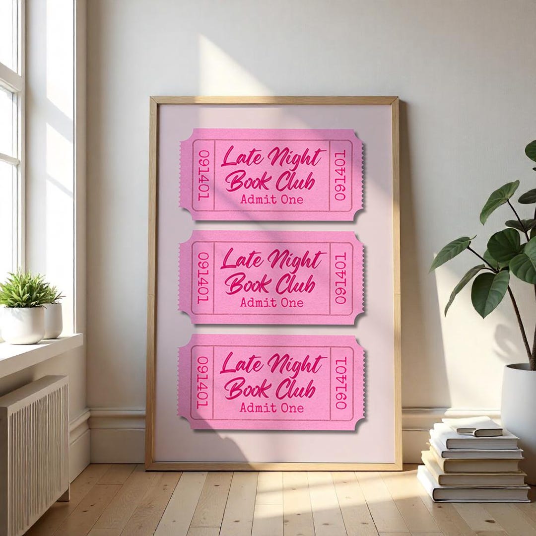 Late Night Book Club Poster | Vintage Ticket Print | Book Lover Decor ...