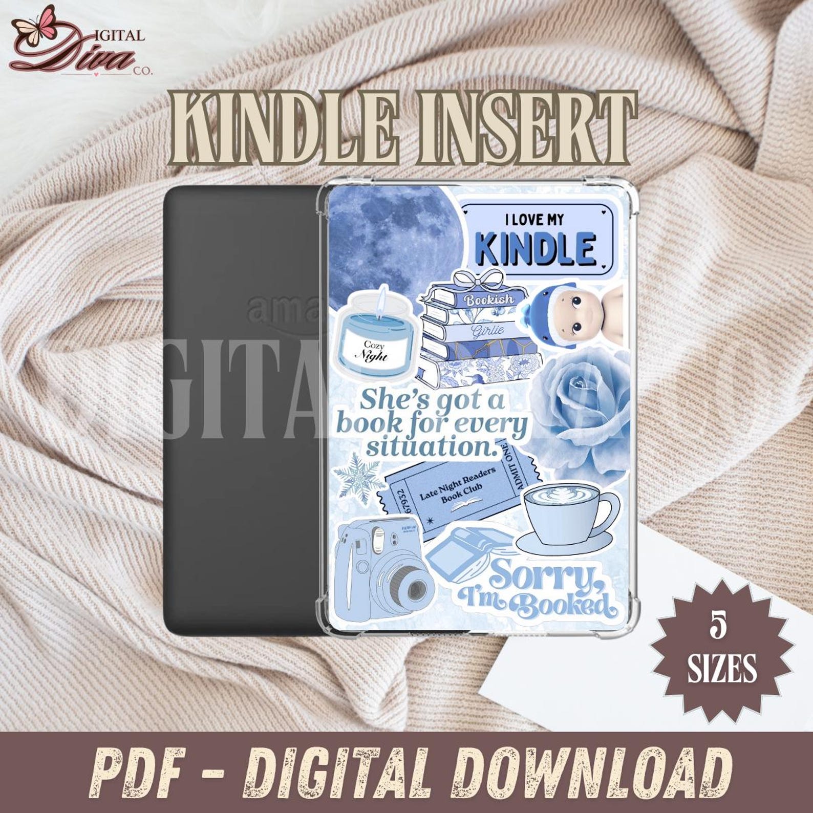 Coquette Blue Kindle Insert | Trendy Bookish Inspired | Digital ...