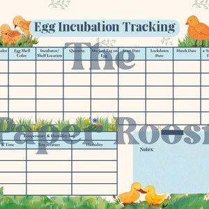 Egg Incubation Tracker Printable | Chicken Hatch Log (digital Download ...